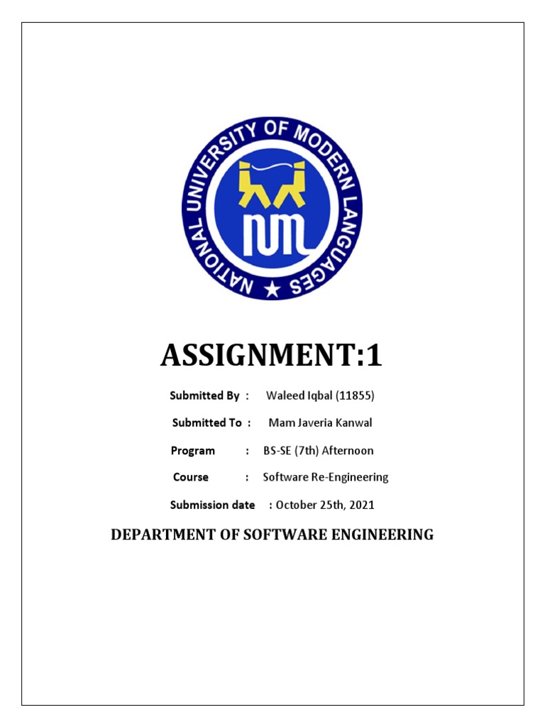 Waleed Iqbal Sre Assignment 1 Pdf Modular Programming Information Technology Management 
