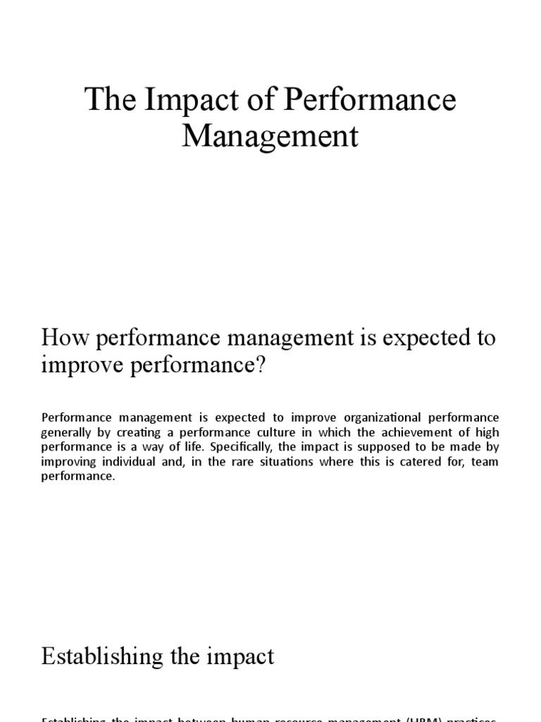 The Impact of Performance Management | PDF