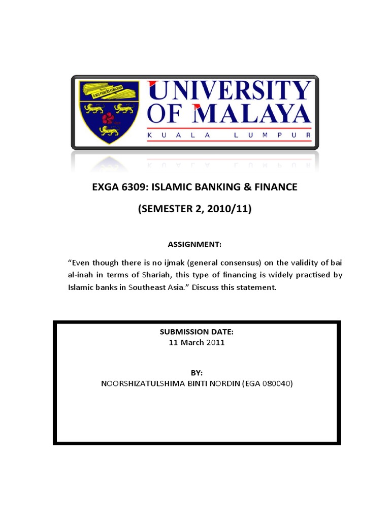Exga 6309: Islamic Banking & Finance (SEMESTER 2, 2010/11) : Assignment | PDF | Islamic Banking ...