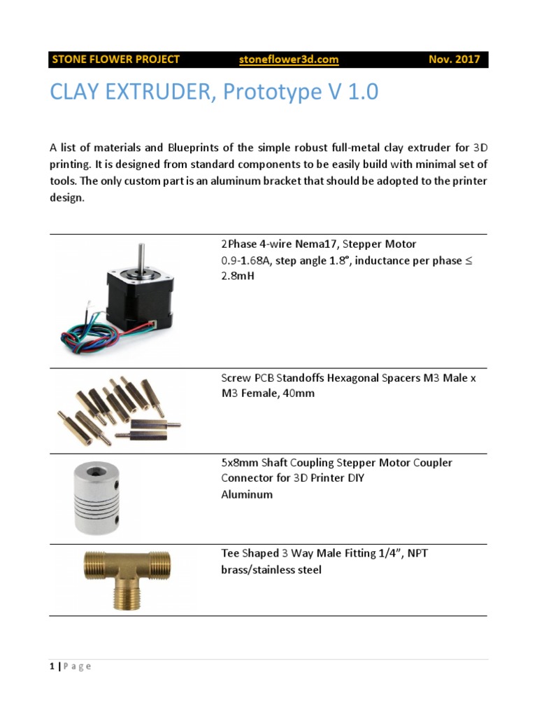 Clay Extruder Blueprint for 3D Printing | PDF