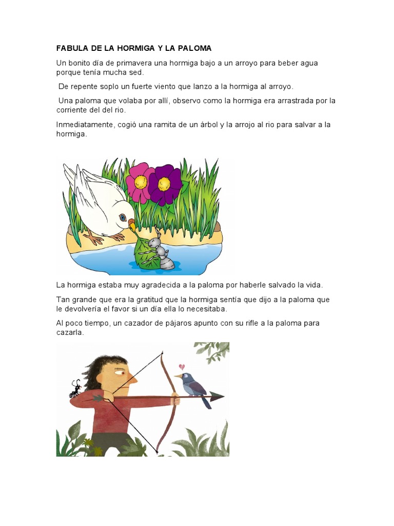 Fabula de La Hormiga y La Paloma | PDF | Hormiga