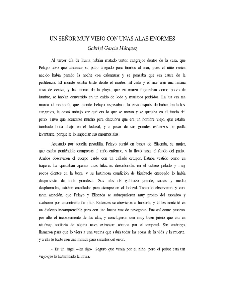 García Márquez, Gabriel - Un Señor Muy Viejo Con Unas Alas Enormes ...