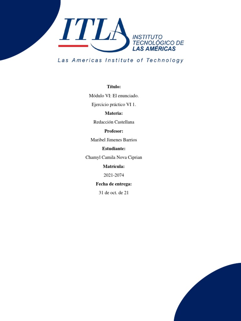 Ejercicio VI, Redacción Castellana | PDF