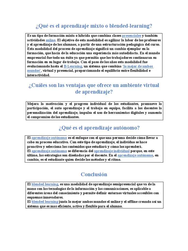 ¿Qué Es El Aprendizaje Mixto o Blended-Learning? | PDF