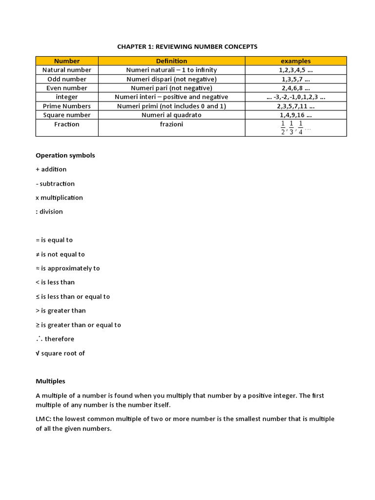 Chapter 1: Reviewing Number Concepts Number Examples | Download Free ...
