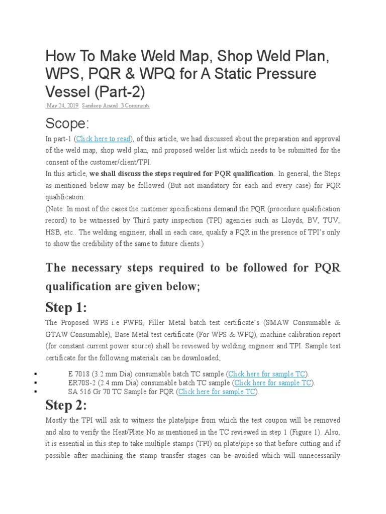 Weld Map and PQR Guide for Pressure Vessels | PDF | Construction | Welding
