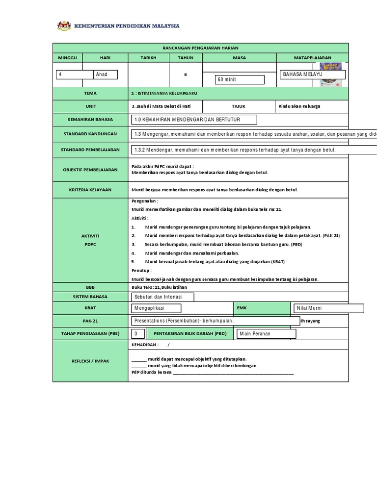RPH BM THN 6-Unit 3 | PDF | Seni & Disiplin Bahasa
