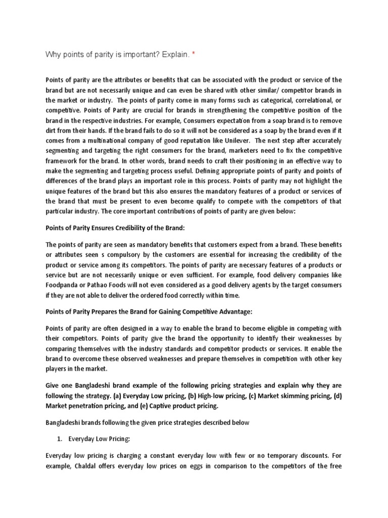 Importance of Points of Parity in Branding | PDF | Pricing | Brand