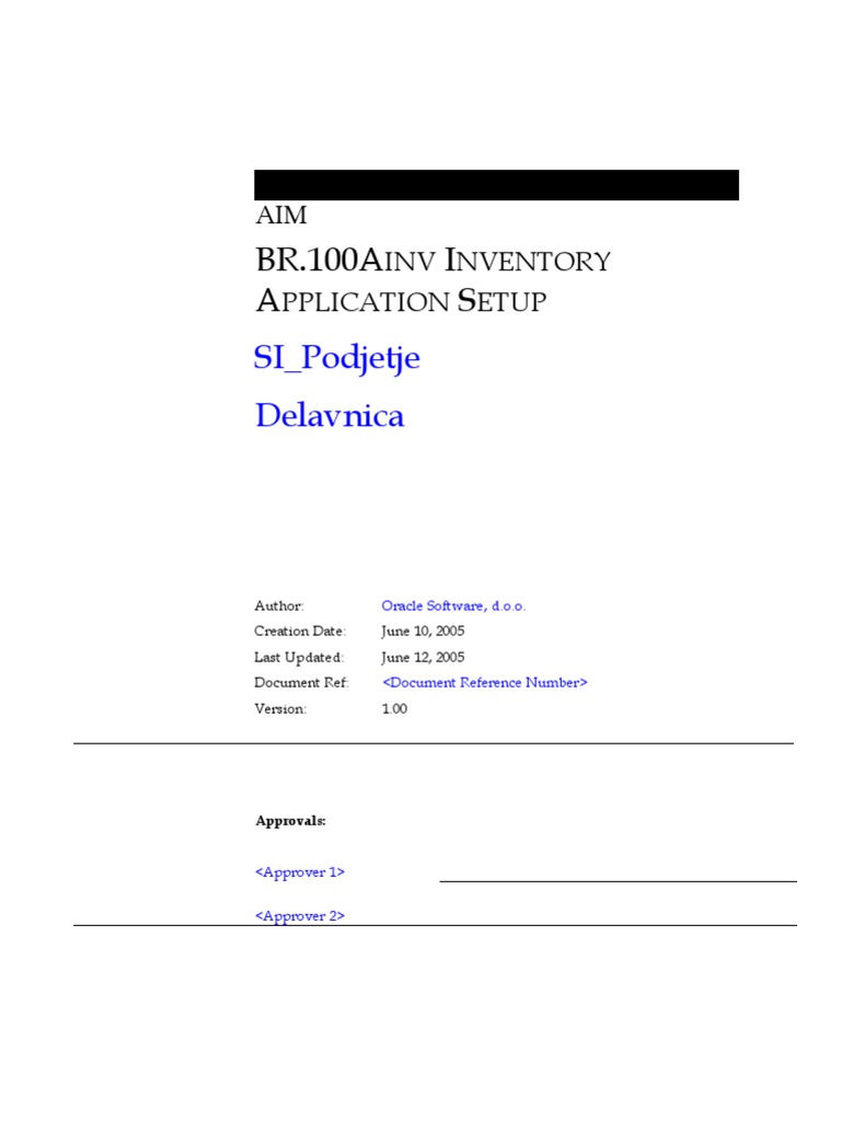 BR100 INV Inventory Application Setup | PDF | Inventory | Receipt