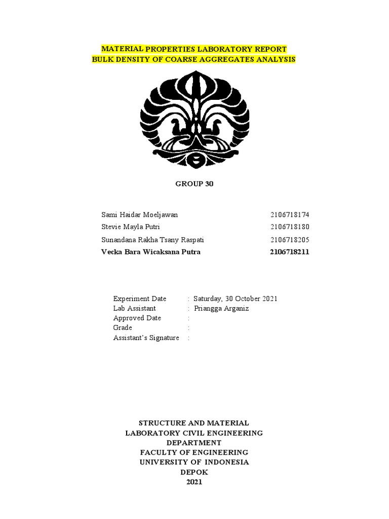 Bulk Density of Course Aggregates Analysis | PDF | Density | Experiment