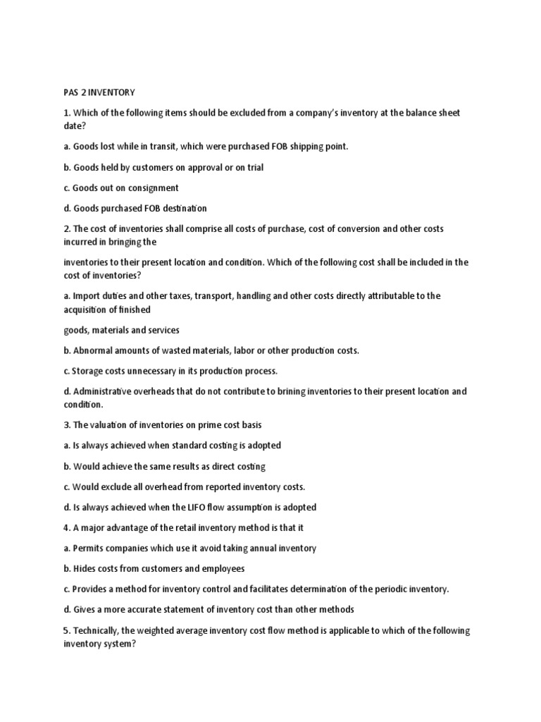Pas 2 Inventory | PDF | Inventory | Financial Accounting
