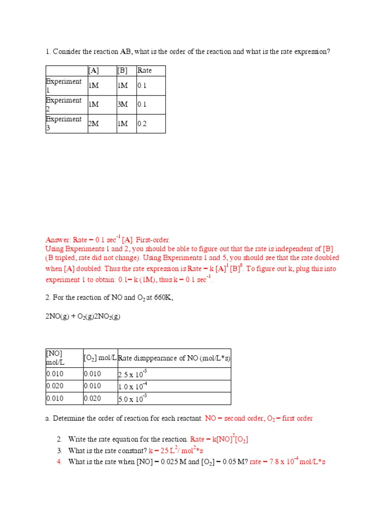 Kinetics Practice Problems | PDF | Reaction Rate | Chemical Process ...