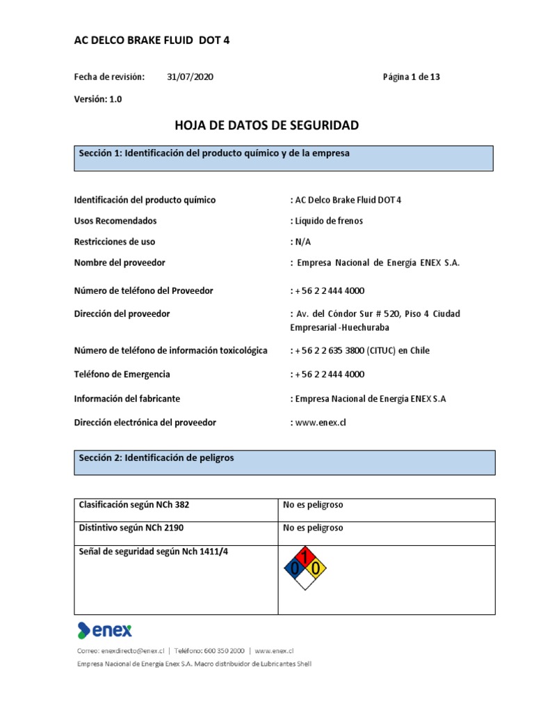 AC Delco Brake Fluid DOT 4 | PDF | Residuos | Agua