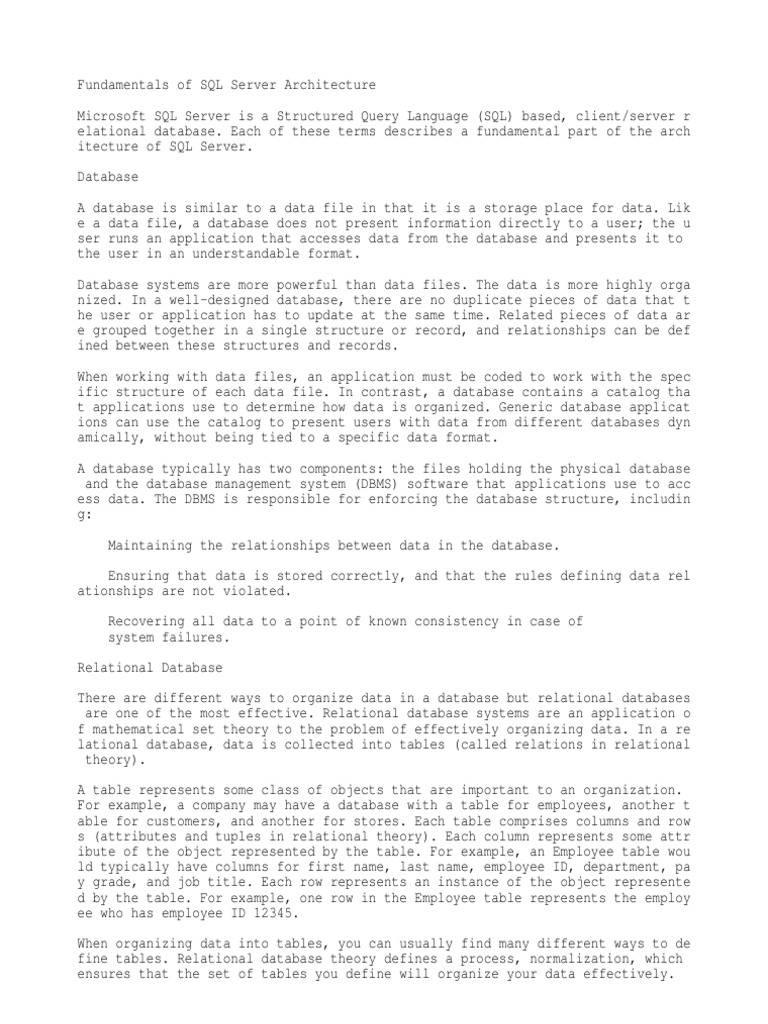 An Overview Of The Fundamental Components That Comprise Microsoft Sql Server Architecture