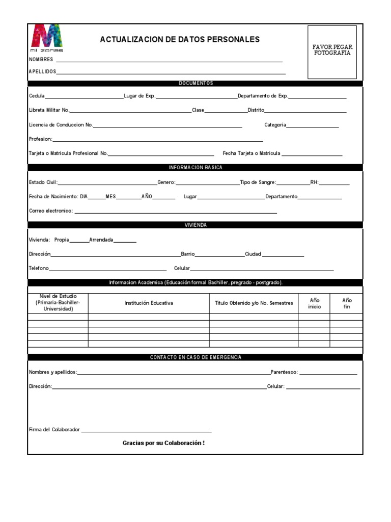 Formato Actualizacion Datos | PDF Formato Actualizacion Datos | PDF