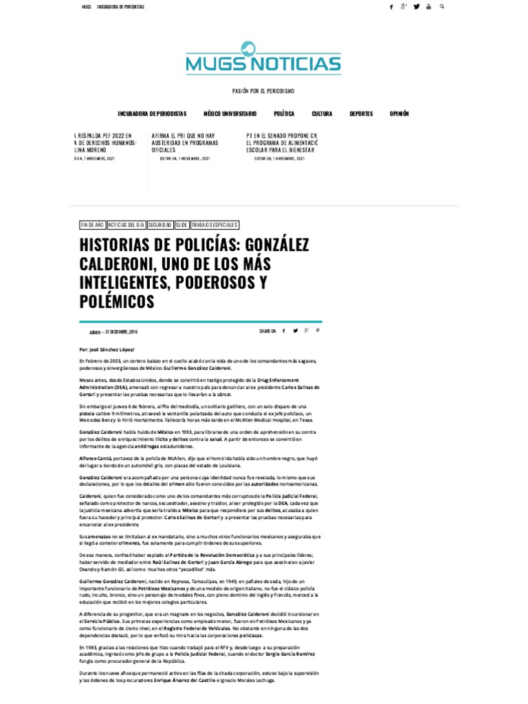 Historias de Policías - González Calderoni, Uno de Los Más Inteligentes ...