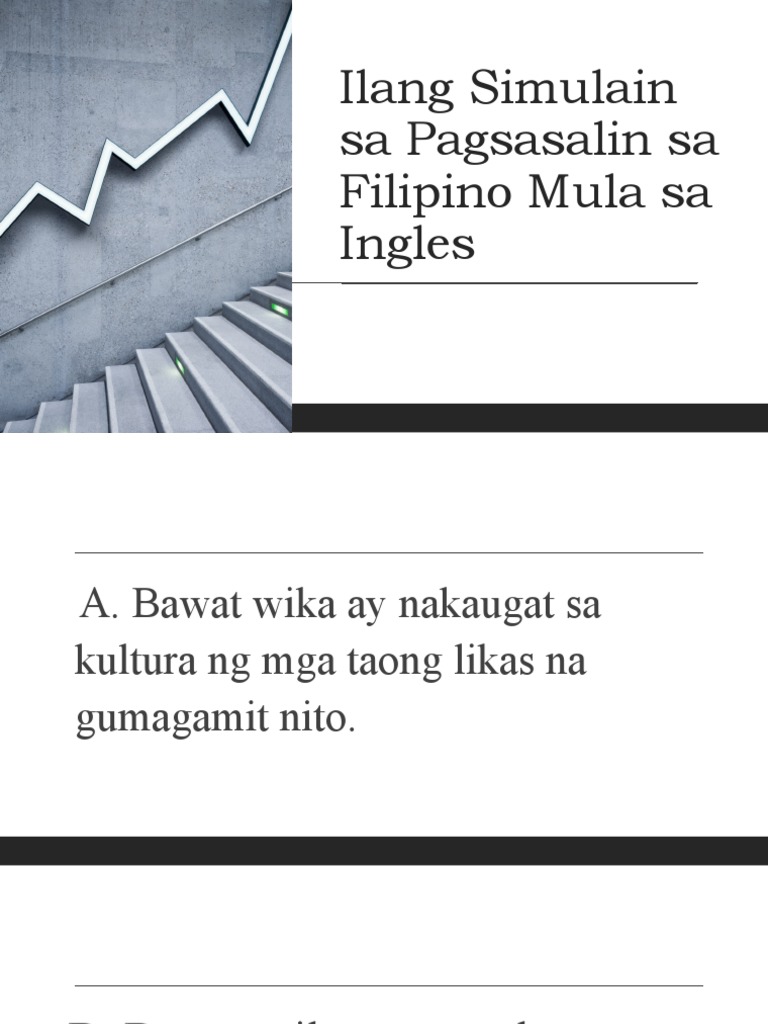 Ilang Simulain Sa Pagsasalin Sa Filipino Mula Sa | PDF