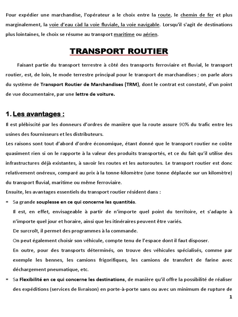 Transport Routier Transport International Routier Transport Maritime ...