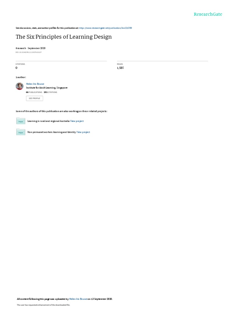 The Six Principles of Learning Design | PDF | Learning | Instructional ...