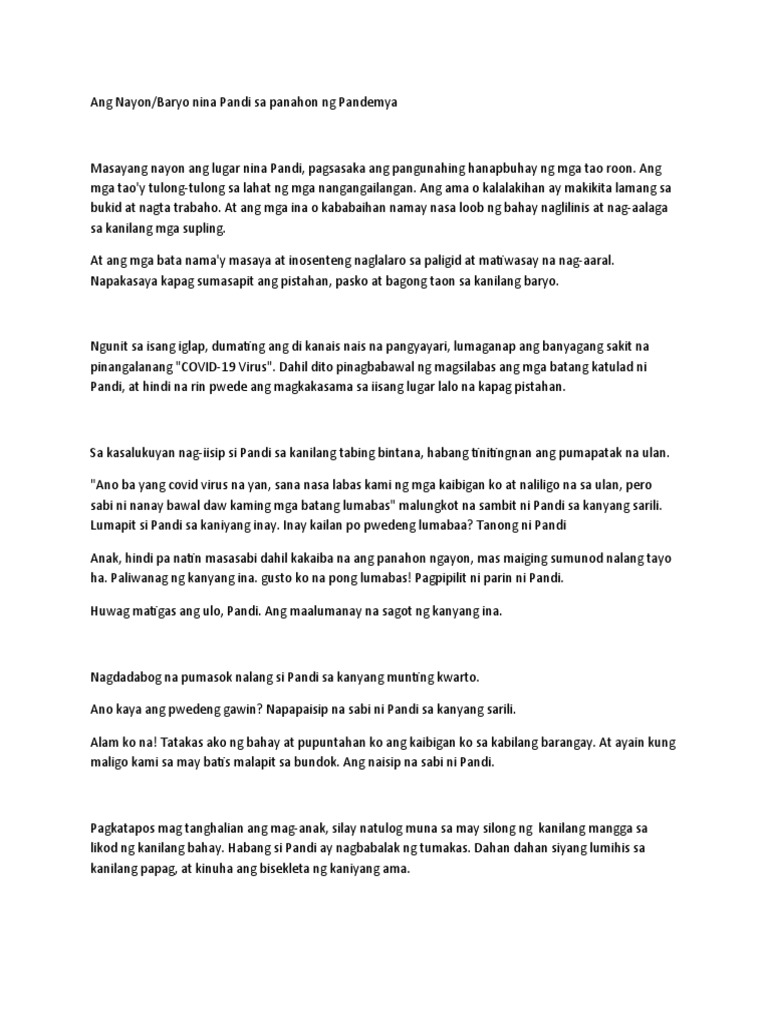 Ang Nayon - Baryo Nina Pandi Sa Panahon NG Pandemya | PDF