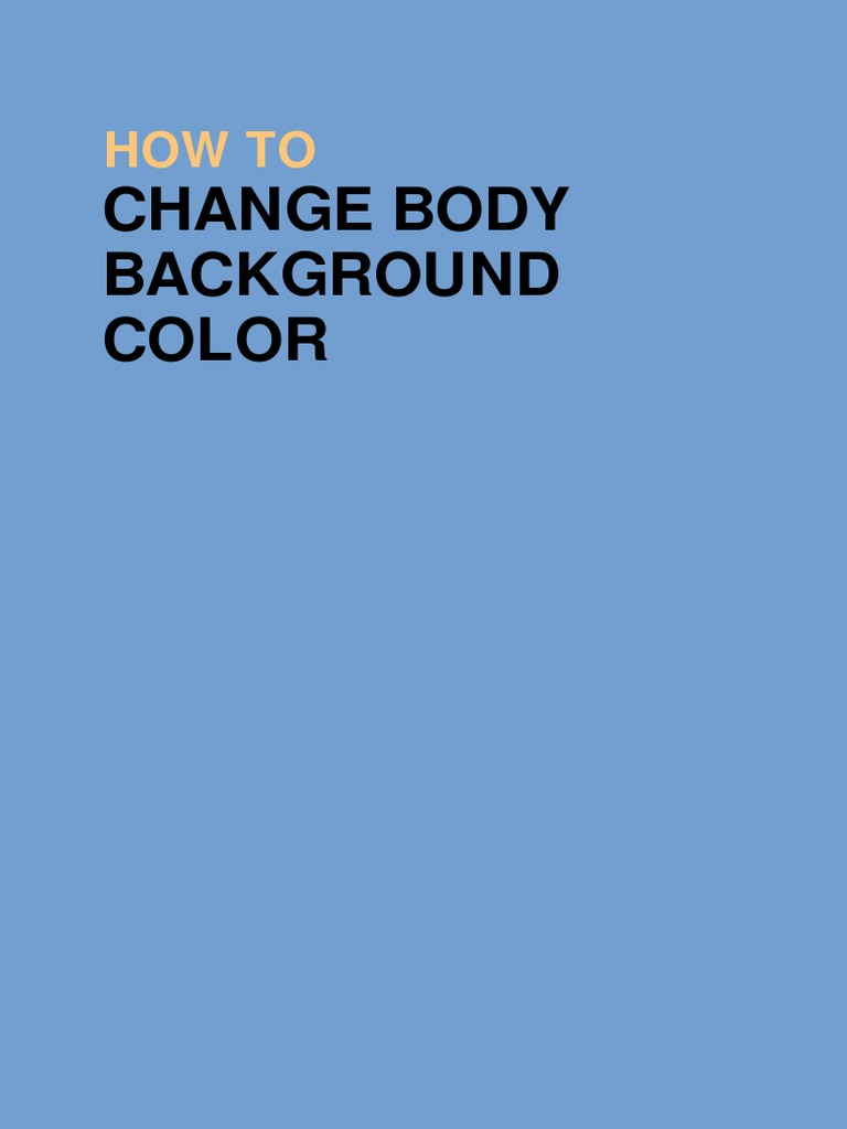 How To Change Body Background Color | PDF
