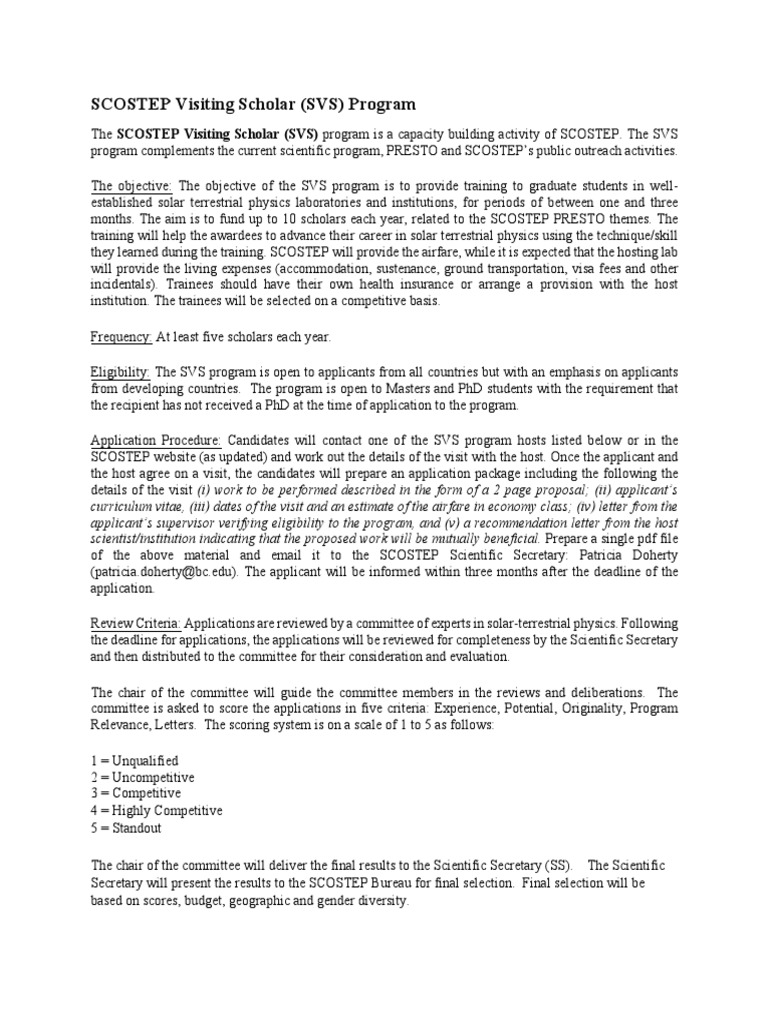 SCOSTEP SVS Guidelines | PDF