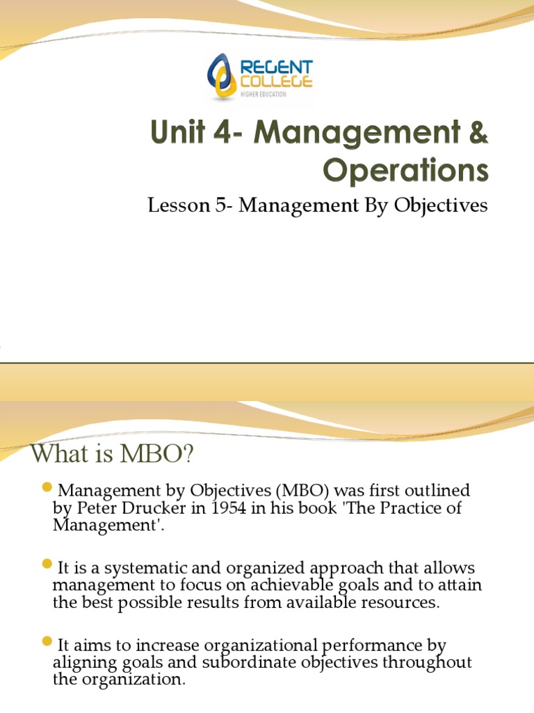 Unit 4 - Week 5 - Management by Objectives | PDF | Goal | Strategic ...