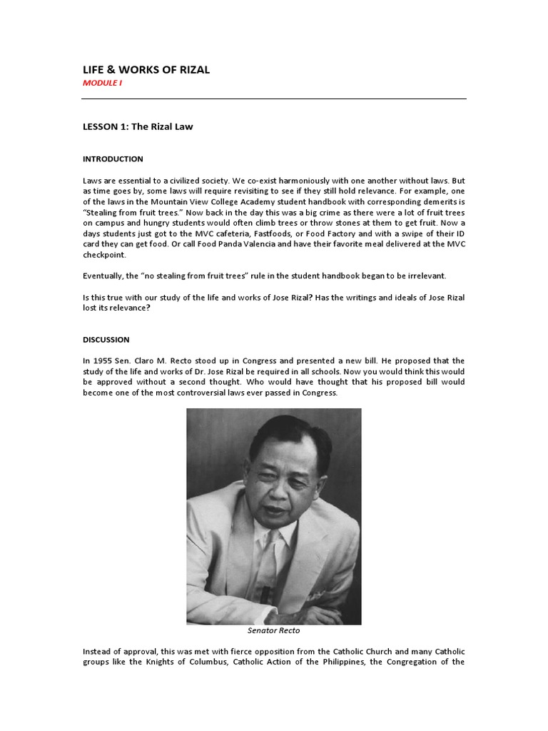 Rizal Module 1 Lesson 1 | PDF