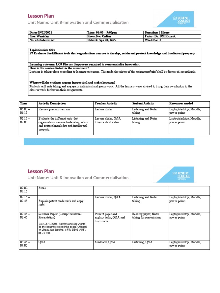 Lesson planLecture-P7-10-10-02-21 | PDF | Lesson Plan | Lecture