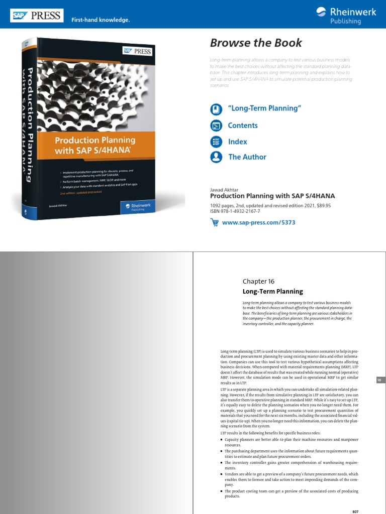 Reading Sample Sap Press Production Planning With Sap S4hana | PDF | Simulation | Logistics