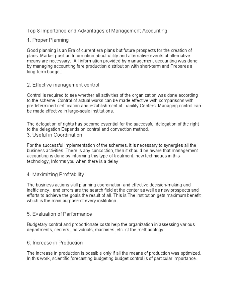Top 8 Importance and Advantages of Management Accounting | PDF ...