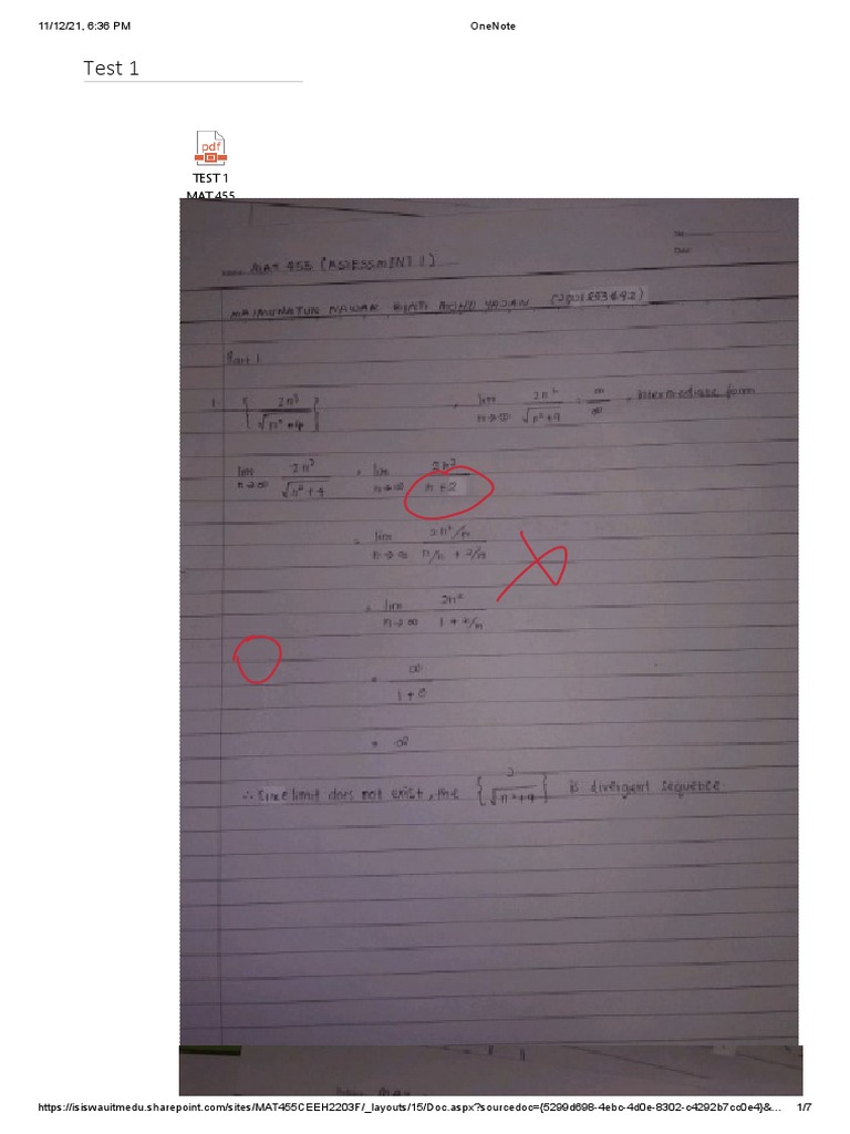Marked Test 1 Mat455 | PDF | Computers
