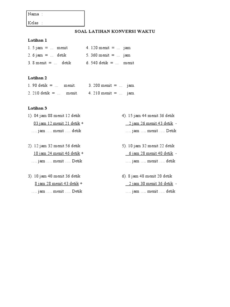 Soal Konversi Satuan Waktu | PDF