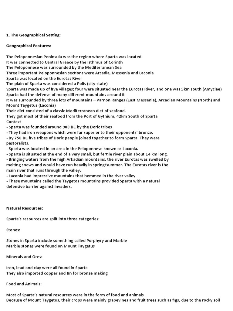 The Geographical Setting: Geographical Features | PDF | Sparta ...