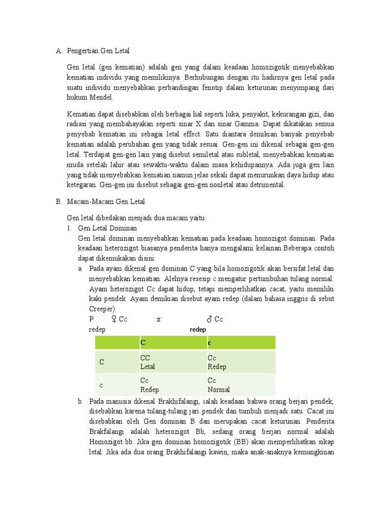 Genet 1 Gen Letal | PDF