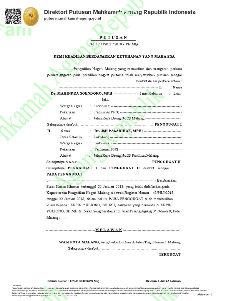 Putusan 12 PDT.G 2018 PN MLG 20201014 | PDF