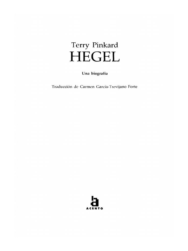 Hegel Una Biografía - Terry Pinkard | PDF | Georg Wilhelm Friedrich ...