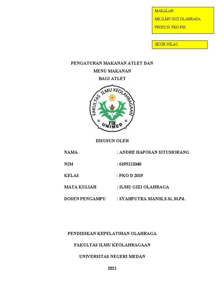 Menu dan Pengaturan Makanan Atlet | PDF