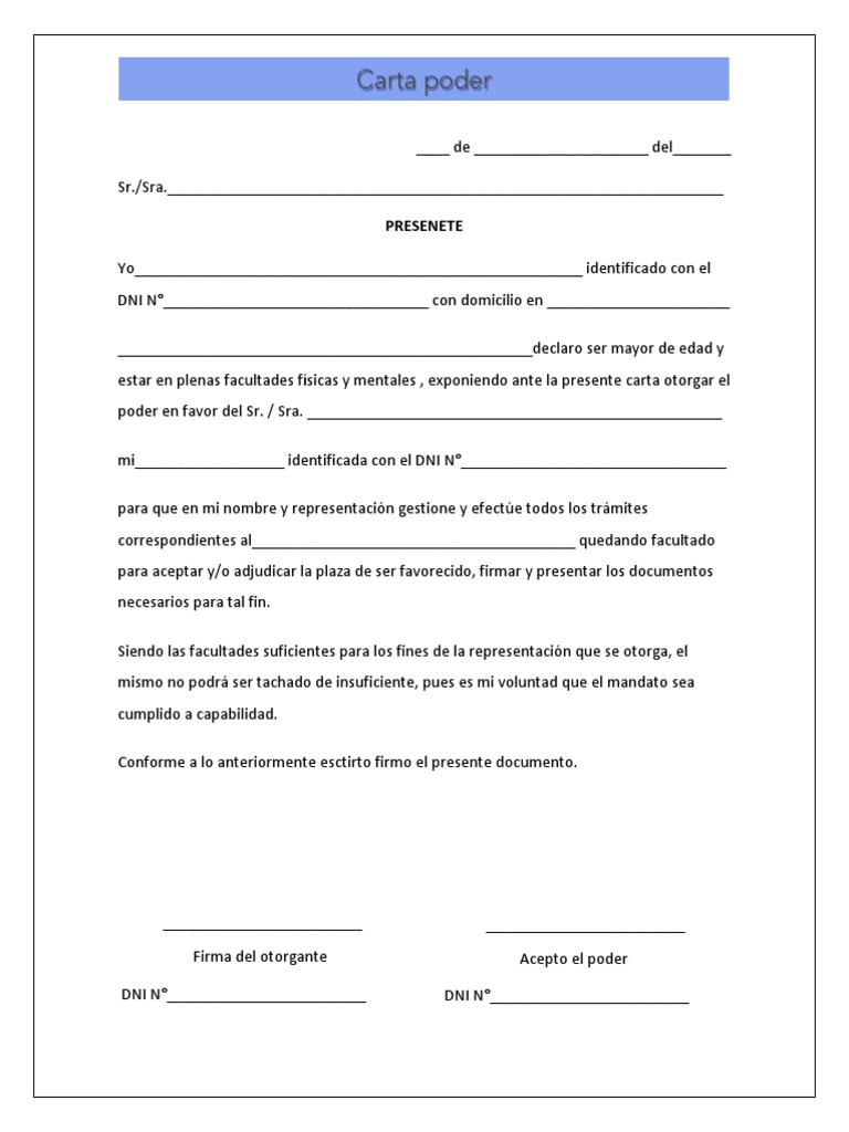 Formato de Carta Poder | PDF