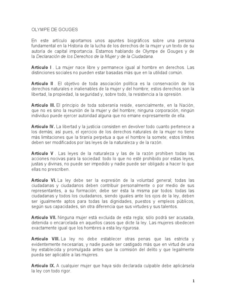 Olympe Gouges | PDF | Mujer | Etica Aplicada