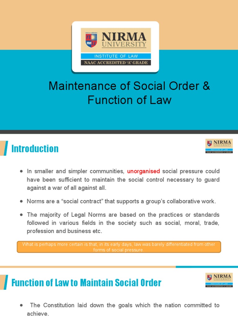 Maintenance of Social Order Function of Law | PDF | Sociology | Society