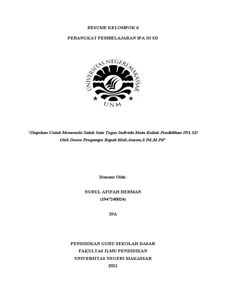 Perangkat Pembelajaran IPA SD | PDF