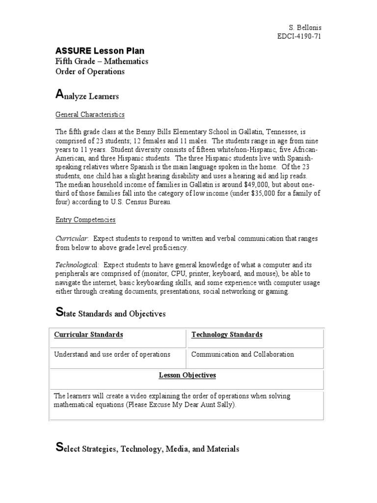 5th Grade Math: Order of Operations | PDF | Learning | Teachers