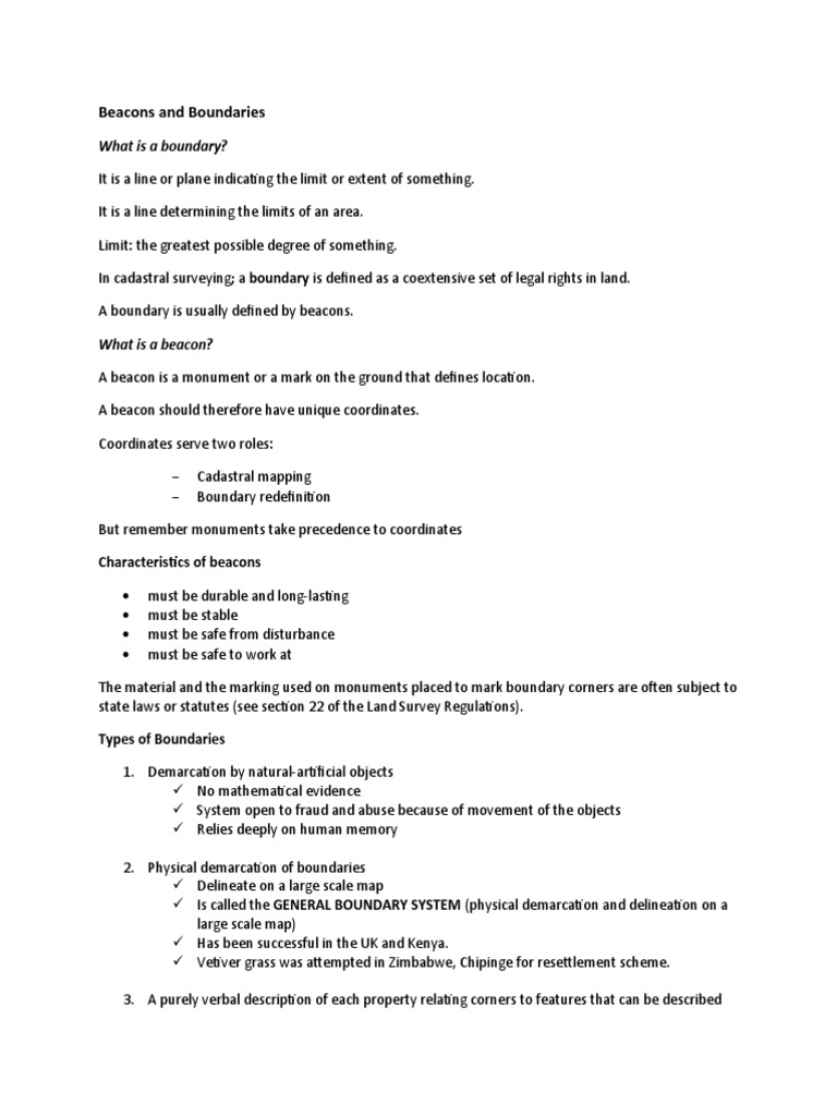 Beacons and Boundaries: What Is A Boundary? | PDF | Surveying