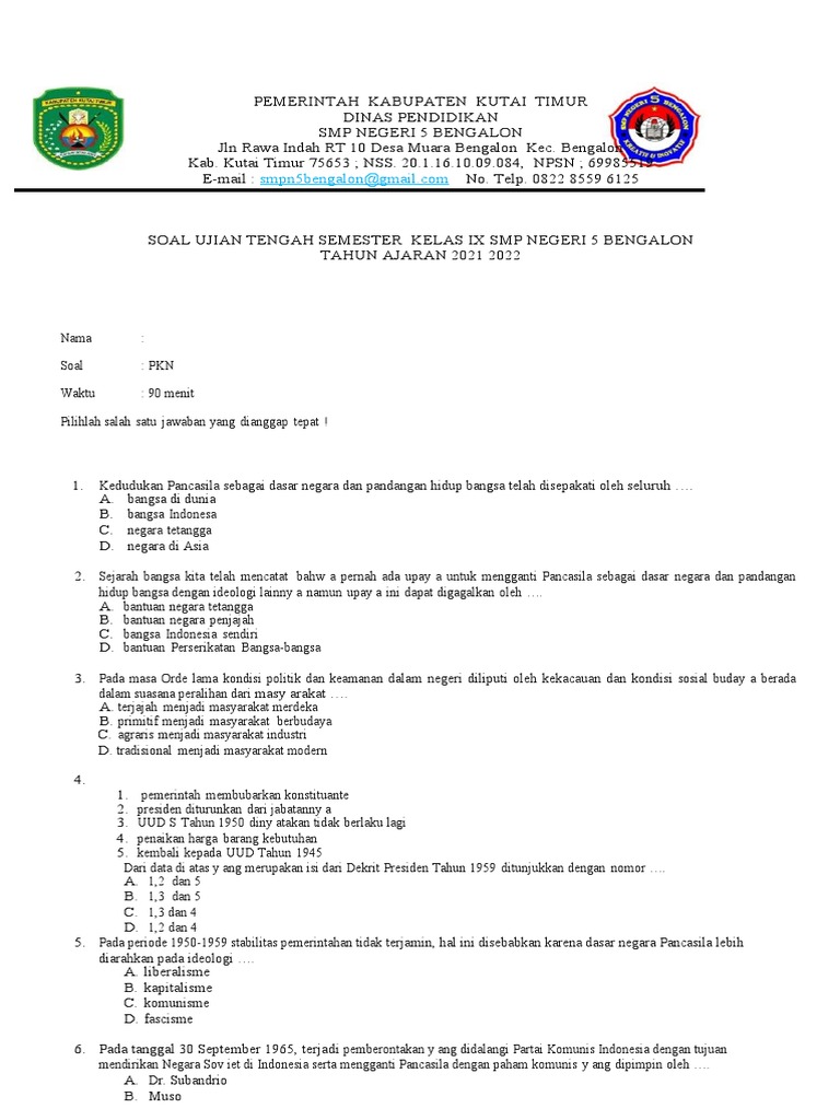 Soal PKN Kelas 9 | PDF
