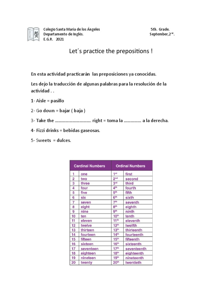 Let's Practice The Prepositions. | PDF