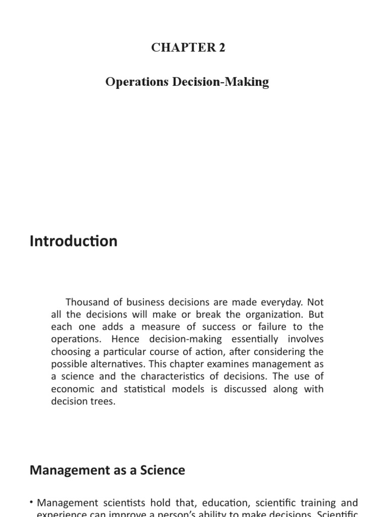 Operations Decision-Making Framework | PDF | Decision Making | Statistics