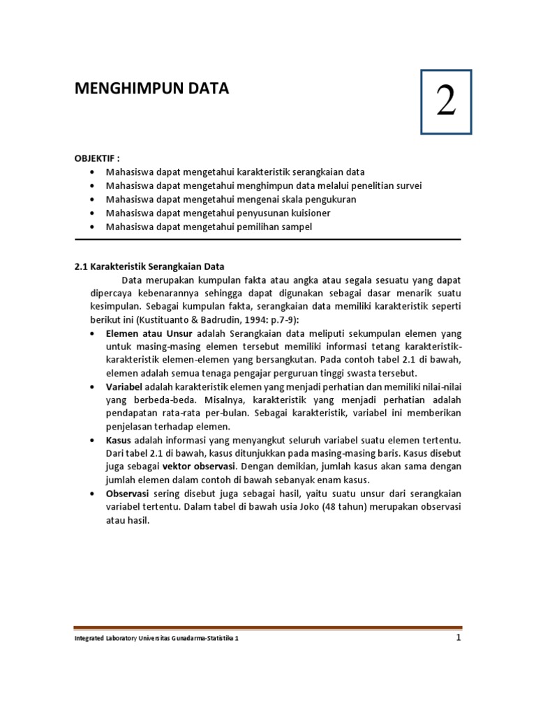 MT - Bab 2 Menghimpun Data | PDF