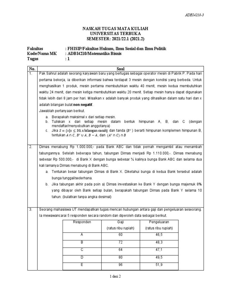 Soal Adbi4210 tmk1 3 | PDF