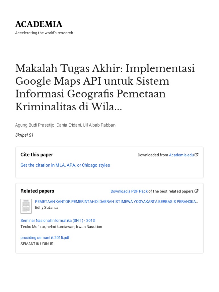 Implementasi Google Maps API Untuk Sistem Informasi Geografis Pemetaan Kriminalitas Di ...